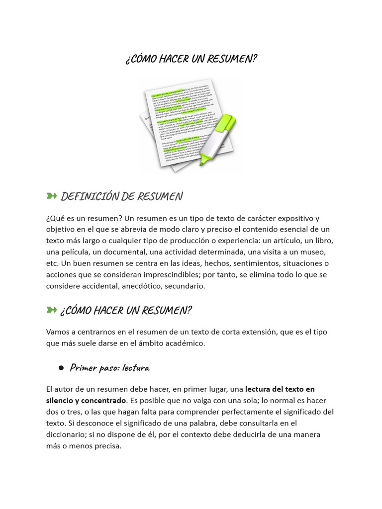 ¿Cómo Hacer Un Resumen | PDF | Oración (Lingüística) | Ciencia cognitiva