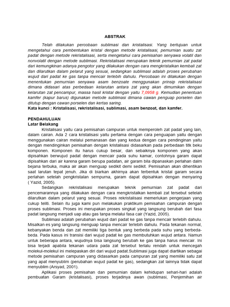 Kristalisasi Dan Sublimasi2 | PDF