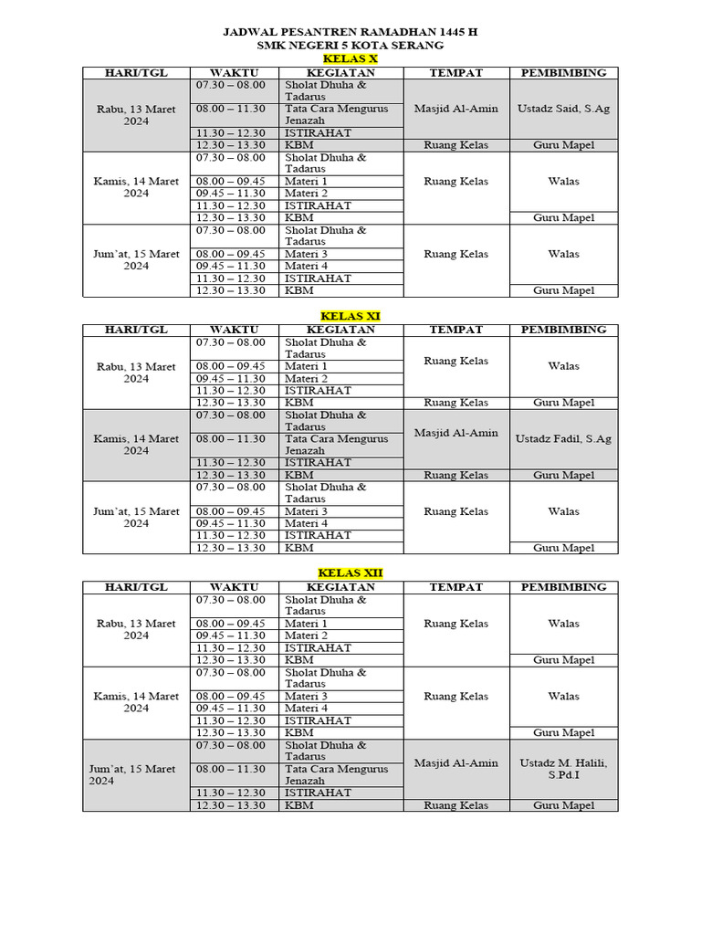 Jadwal Sanlat 2024 | PDF