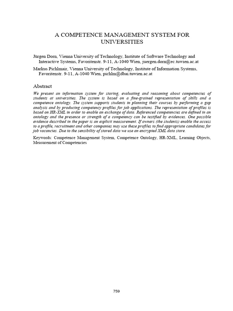 A Competence Management System for Universities | PDF