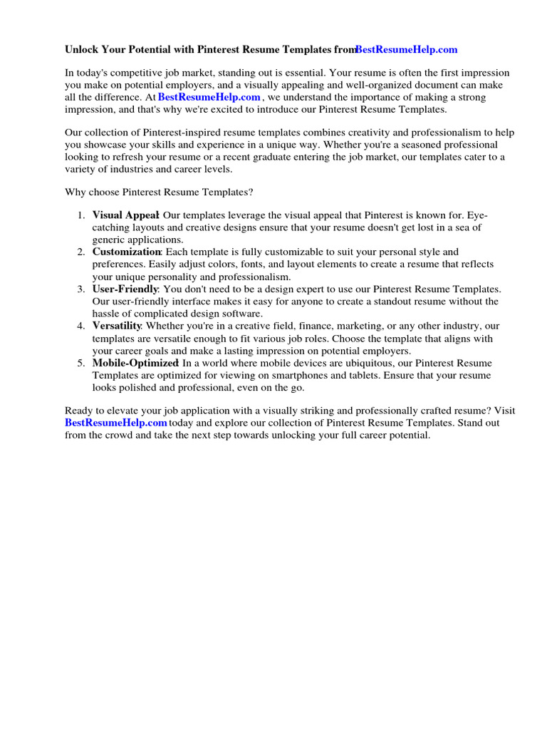 Pinterest Resume Templates for Job Seekers | PDF | Résumé | Usability