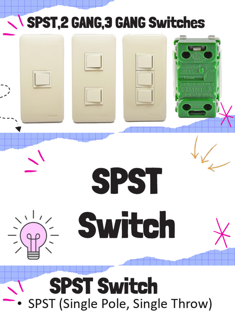 SPST, 2 Gang, and 3 Gang Switches Explained | PDF