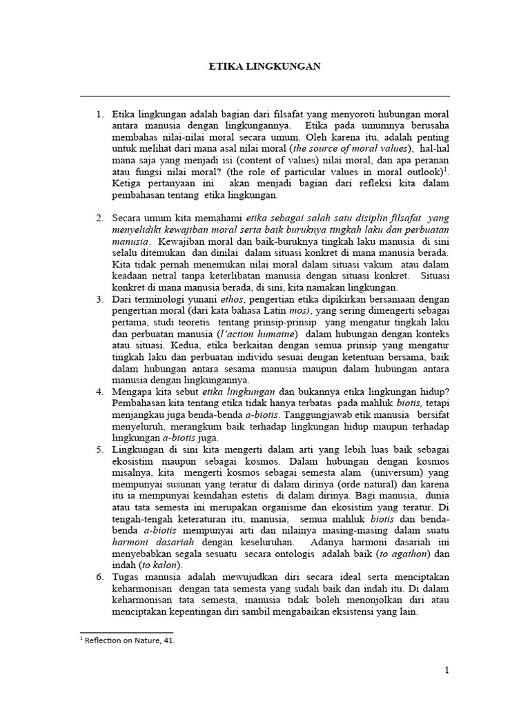 Etika Dan Lingkungan Hidup | PDF | Filsafat | Pengembangan Diri