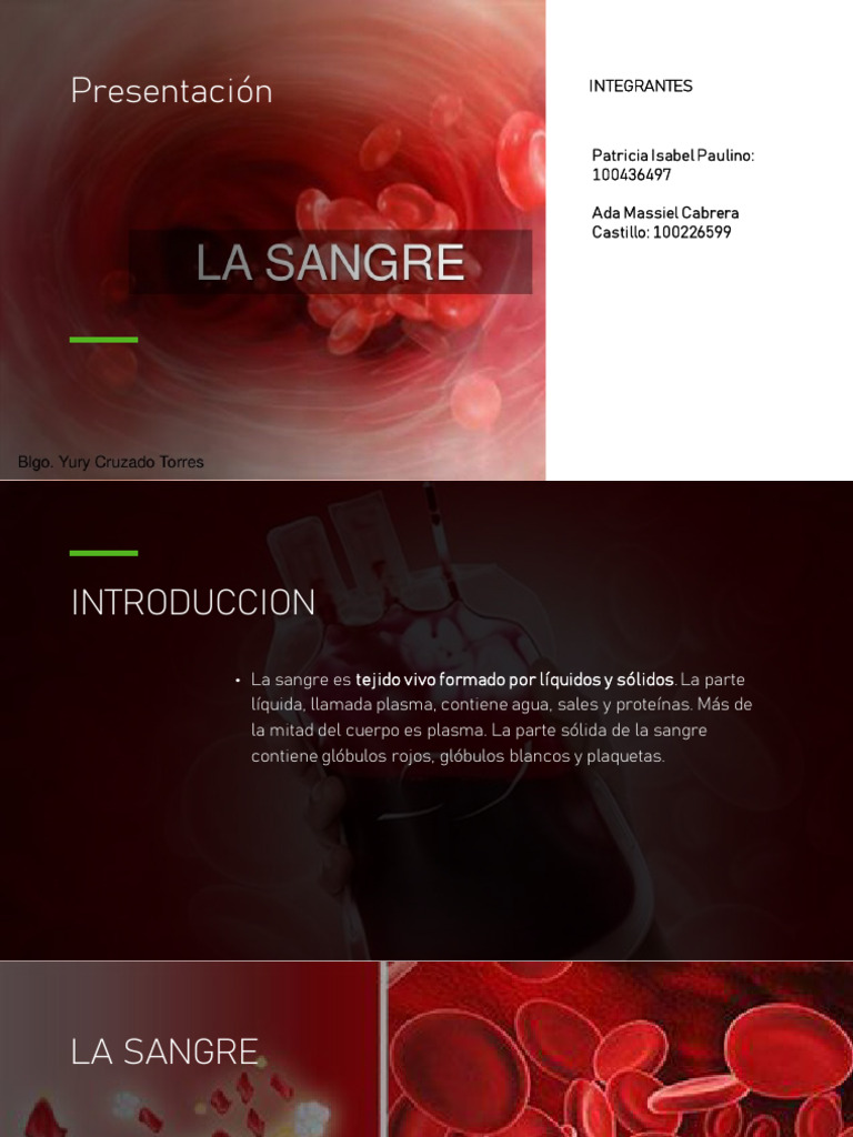 Presentación La Sangre | PDF | Sangre | Hematopoyesis