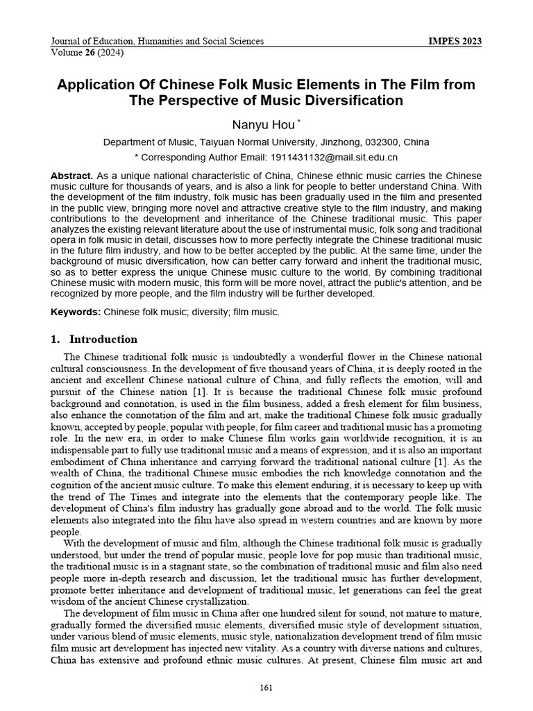 Application of Chinese Folk Music Elements in The | PDF | Folk Music ...