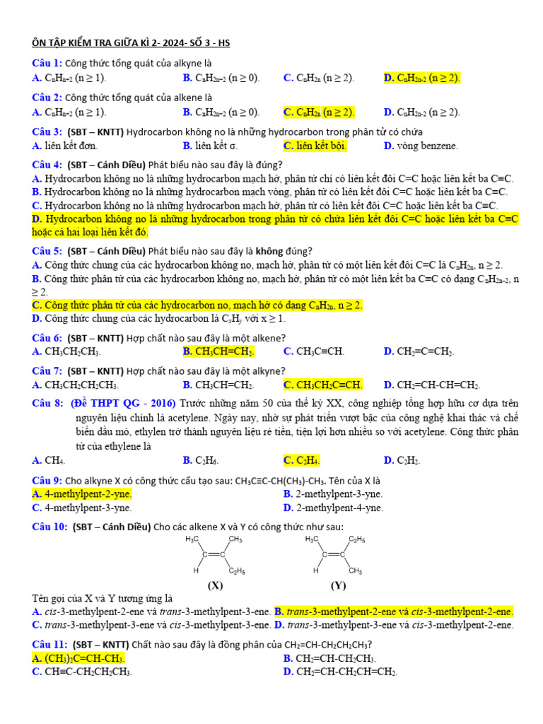 ON THI TRAC NGHIÊM GK 2 SỐ 3 HS | PDF