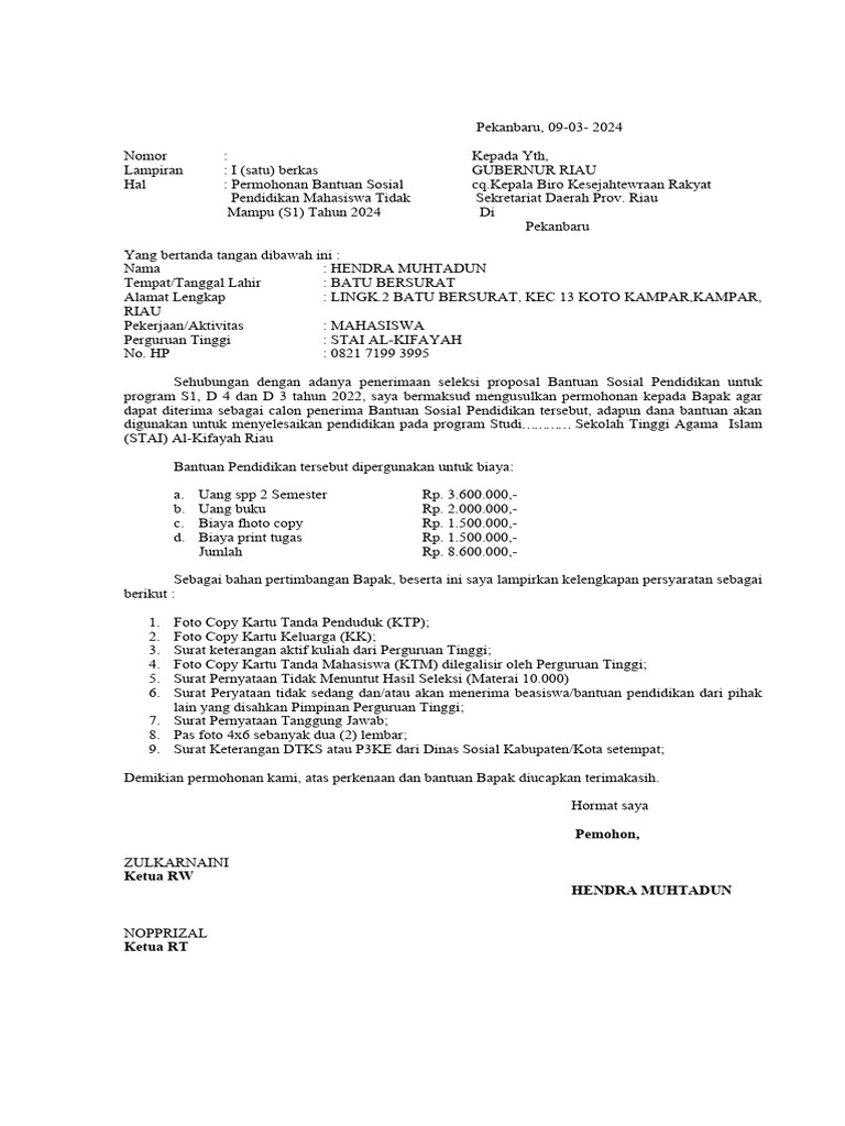 Permohonan Bansos 2024 | PDF | Kesehatan Holistik