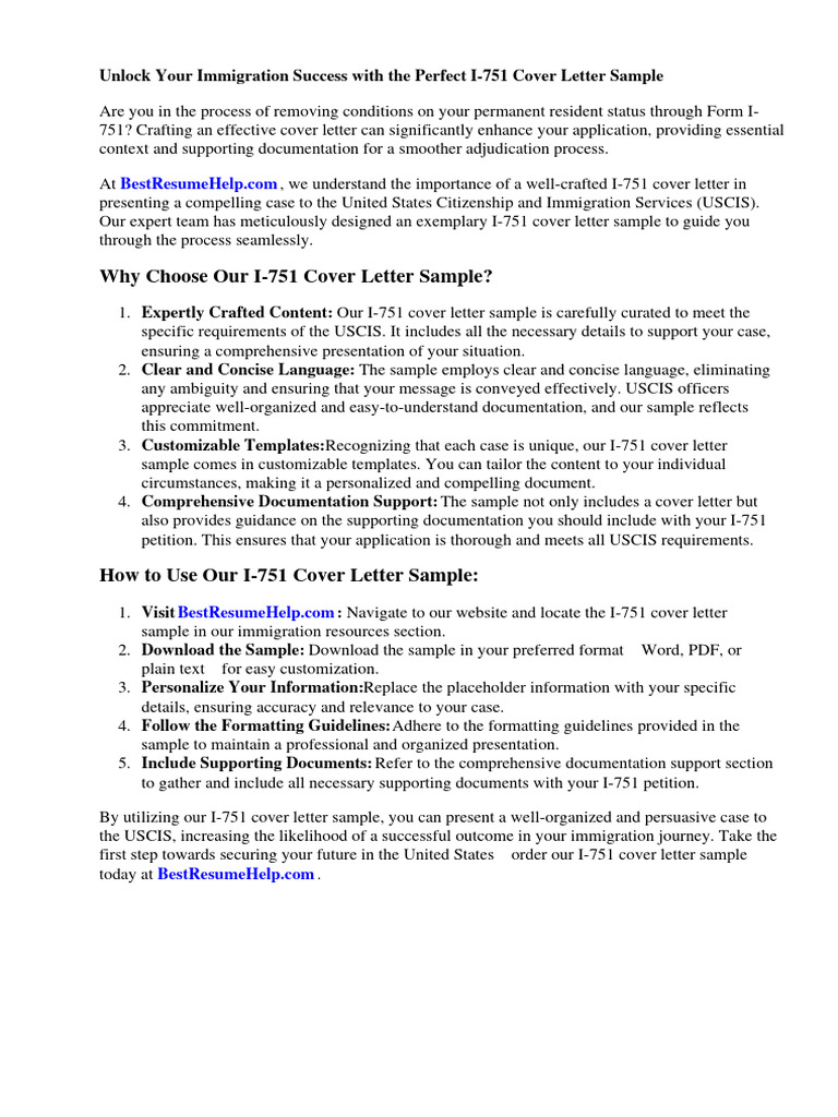 I 751 Cover Letter Sample | PDF | Affidavit | Résumé