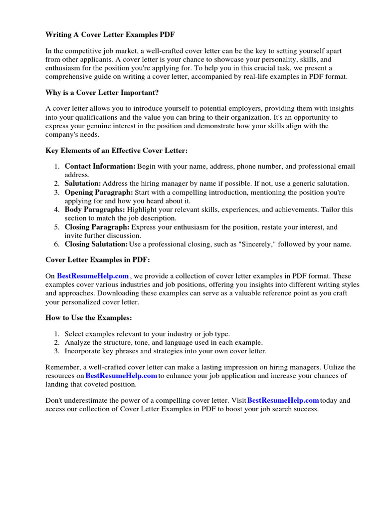 Writing A Cover Letter Examples PDF | PDF | Résumé | Recruitment