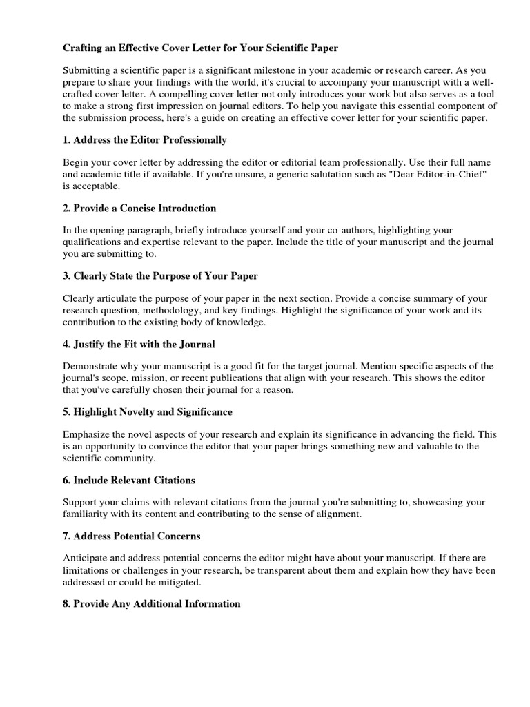 Effective Cover Letter for Scientific Papers | PDF | Academic Journal ...