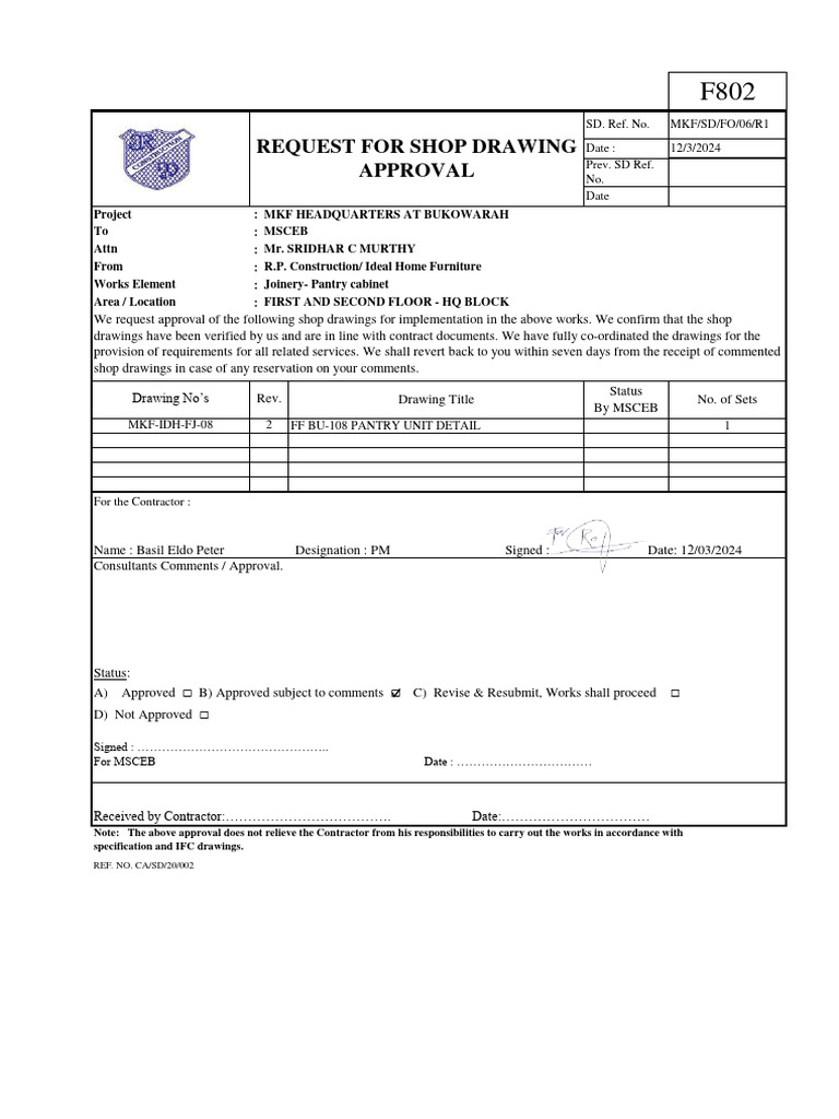 MKF-SD-FO-06-R1 HQ Block First and Second Floor Pantry Unit Details ...