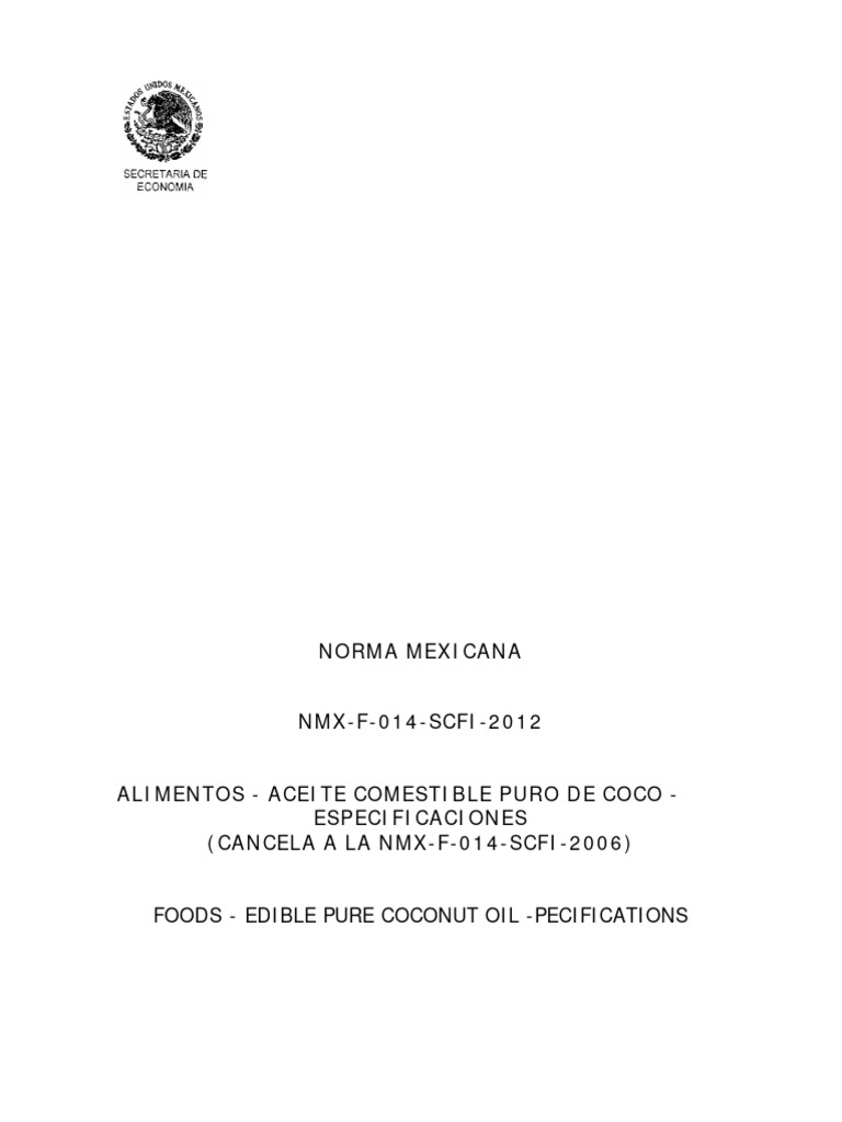 NMX F 014 Scfi 2012 | PDF | Petróleo | Alimentos