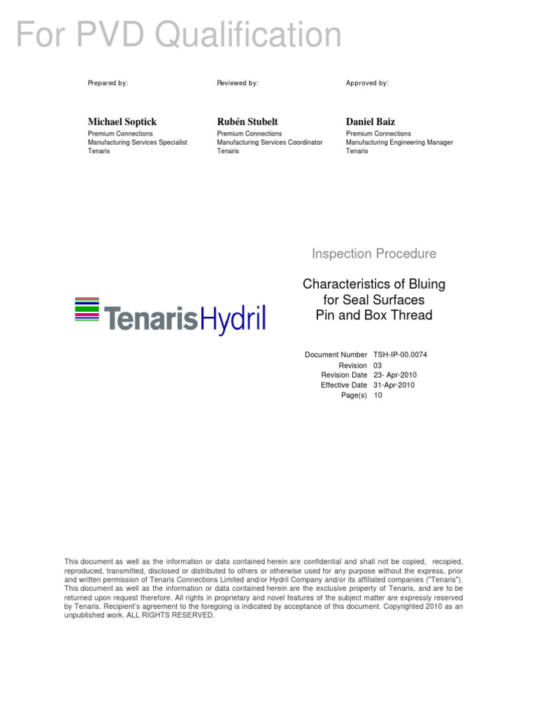 TSH-IP-00.0074 - 03 Characteristics of Bluing For Seal Surfaces Pin ...