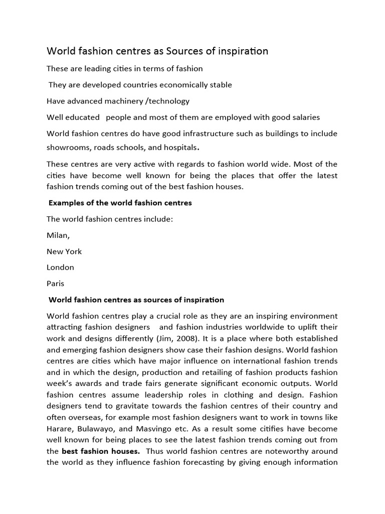 World Fashion Centres As Sources of Inspiration | PDF | Fashion ...