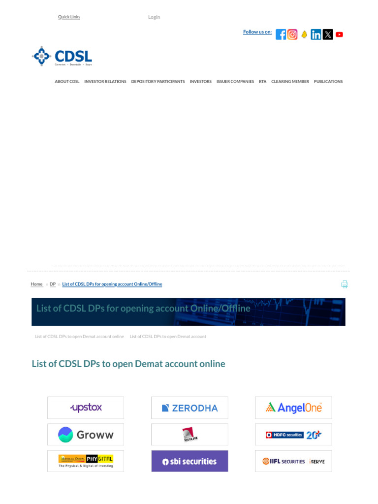 CDSL Demat Account DP List | PDF | Securities (Finance) | Stocks