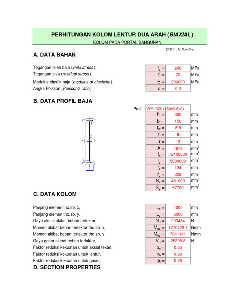 Perhitungan Kolom Lentur Biaxial | PDF | Mekanika Padat | Mekanika Klasik