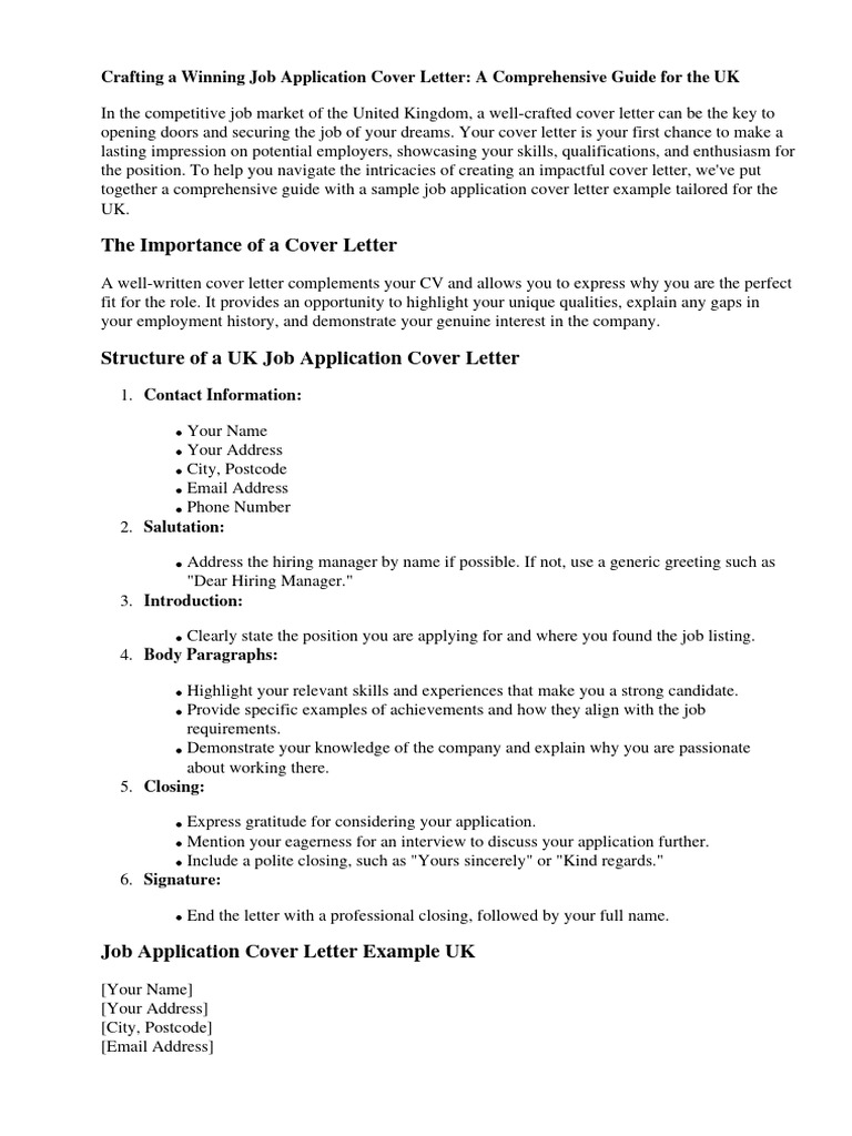 UK Job Application Cover Letter Guide | PDF | Résumé | Recruitment
