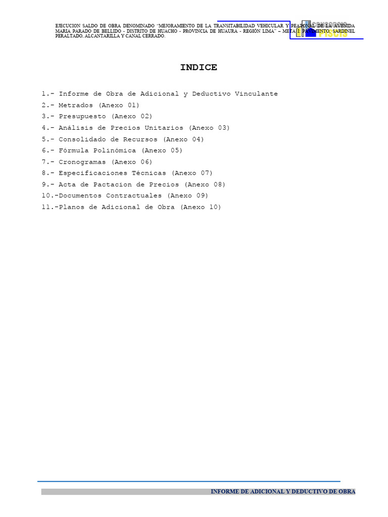 1 Informe-Valorizado de Obra-Adicional y Deductivo Vinculante | PDF | Presupuesto | Grava