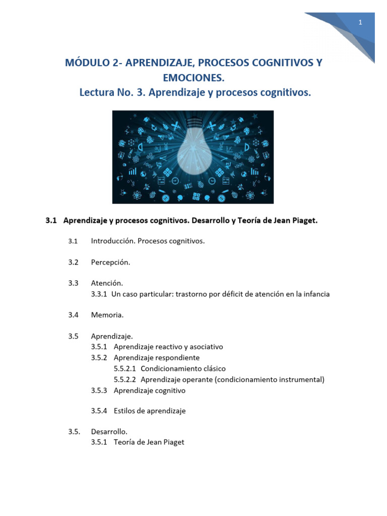 Aprendizaje Y Procesos Cognitivos Pdf Aprendizaje Desorden