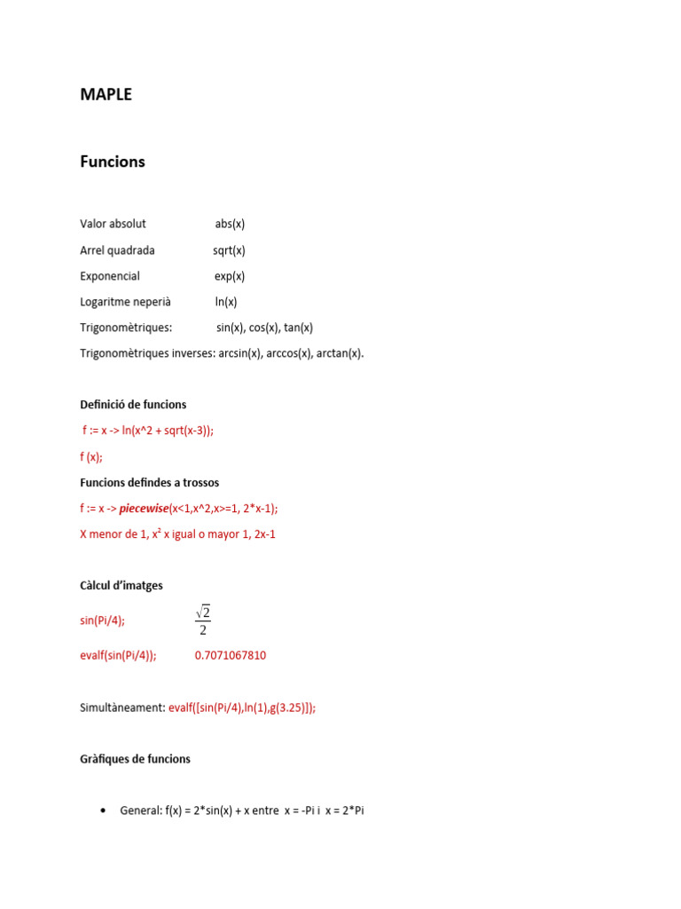 MAPLE Funcions | PDF