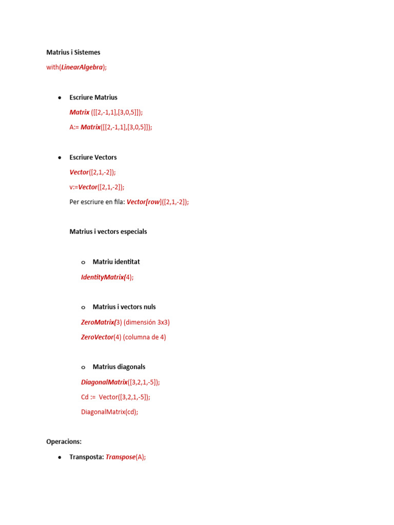 Matrius I Sistemes | PDF