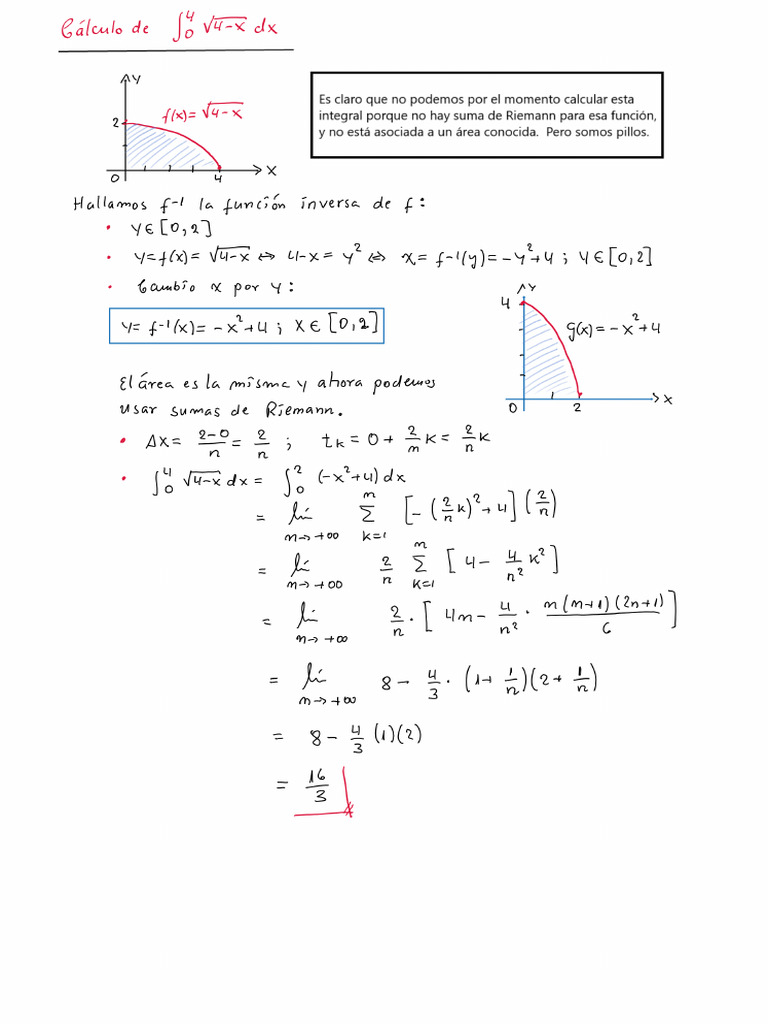 La integral de raiz(4-x) | PDF