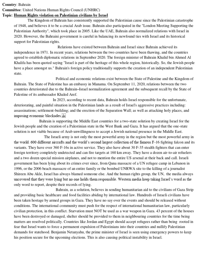 Position Paper | PDF | Bahrain | Israel