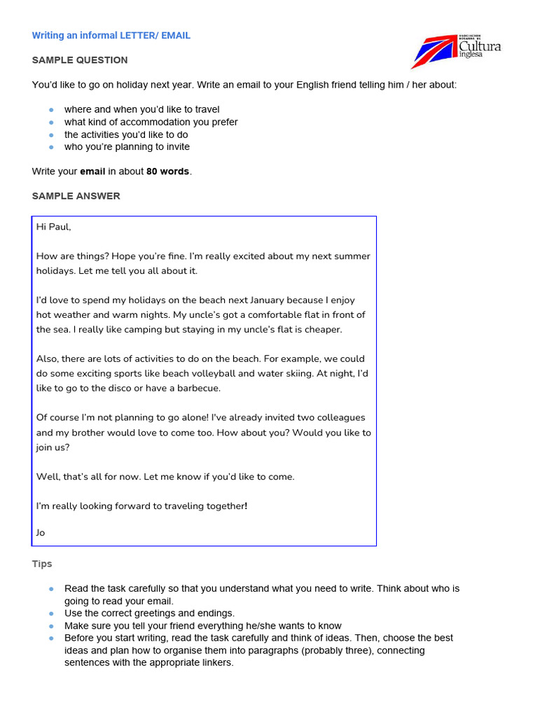 A3 - An Informal Email Letter 2 | PDF | Sentence (Linguistics) | Verb