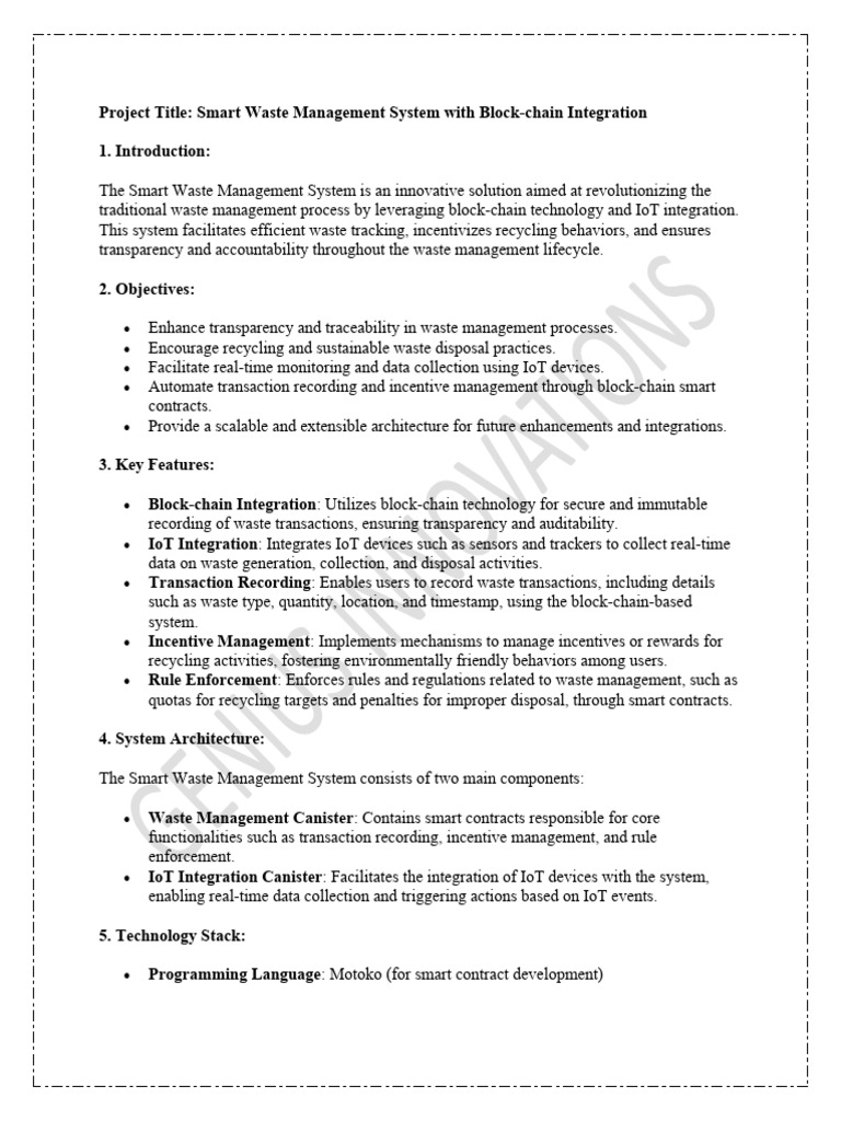 Smart Waste Management System | PDF | Internet Of Things | Waste Management