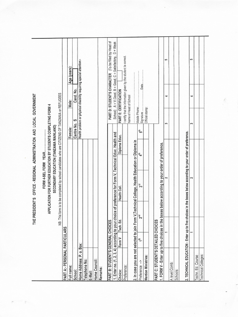FORM FOUR SELFORM | PDF