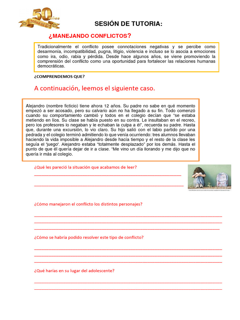Anexo Sesión 05 Resolviendo Conflictos | PDF | Conflicto (proceso ...