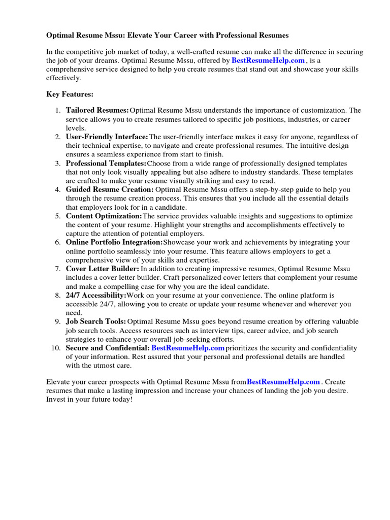 Optimal Resume Mssu | PDF | Résumé | Usability