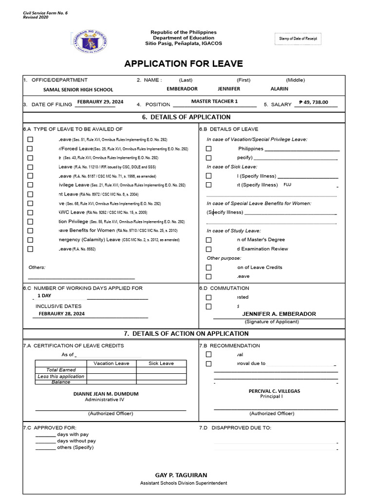 Leave Form New | PDF | Parental Leave | Sick Leave