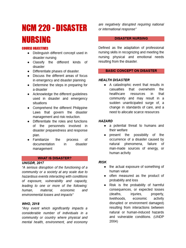 Disaster Nursing Course Overview | PDF | Natural Disasters | Emergency ...