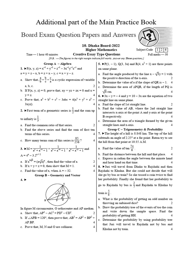 Dhaka Board 2022 Higher Math Q&A | PDF | Angle | Circle