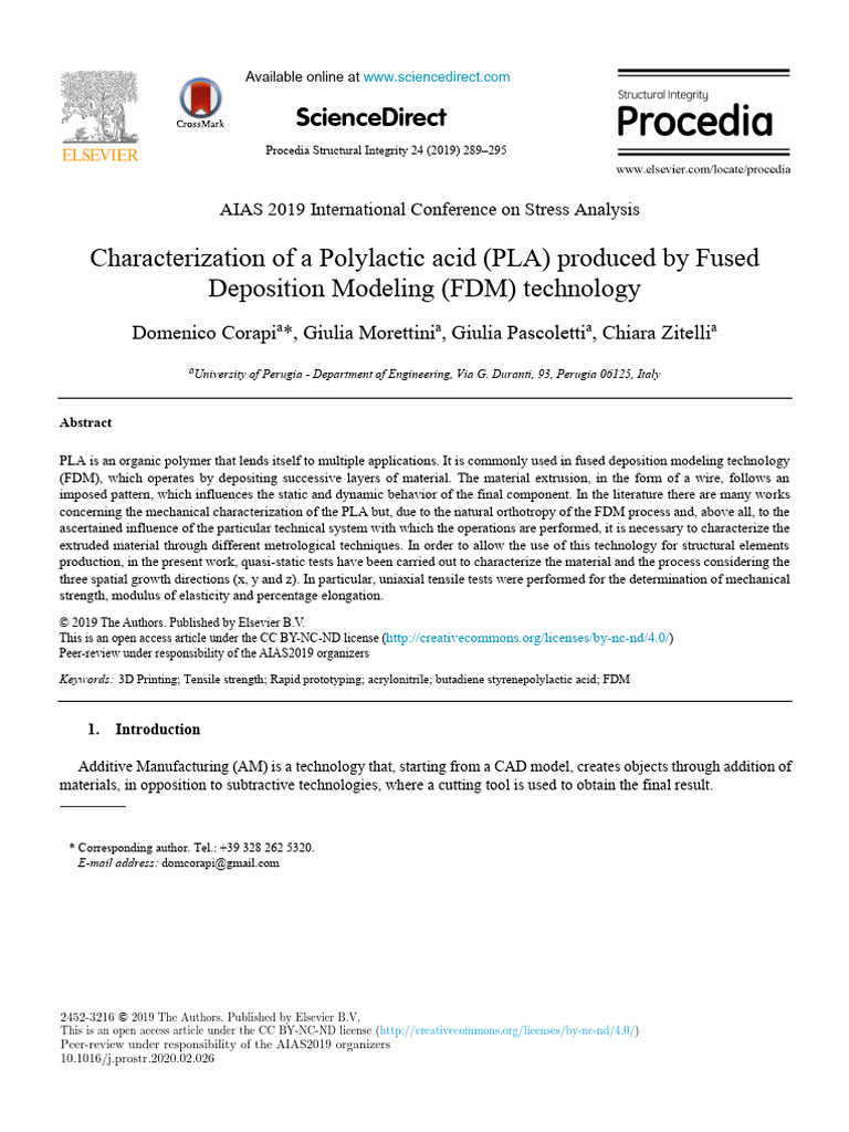 PLA CHARACTERIZATION | PDF | Strength Of Materials | 3 D Printing