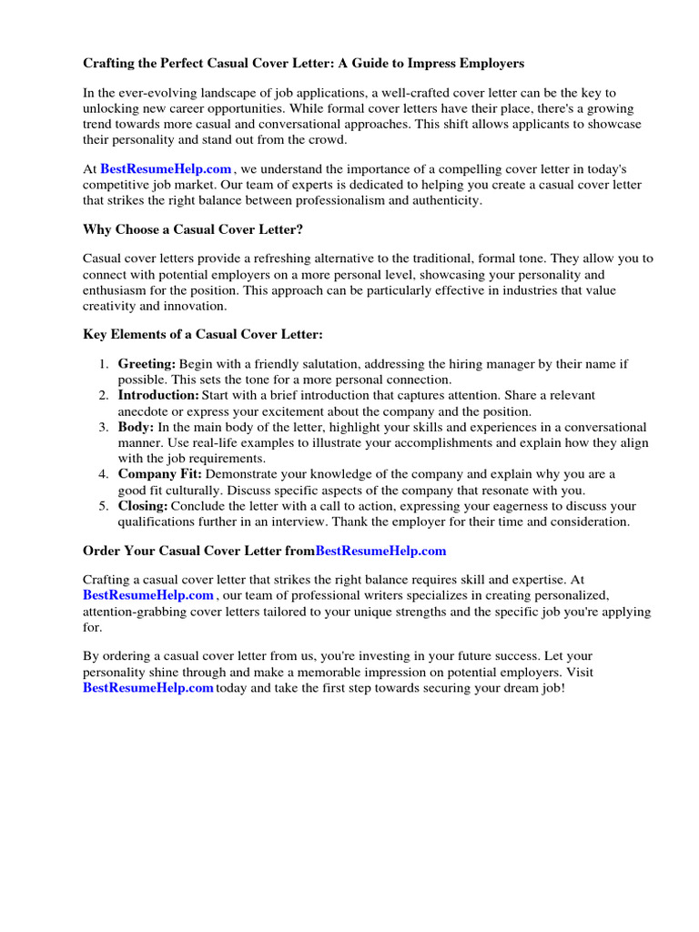 Casual Cover Letter Example | PDF