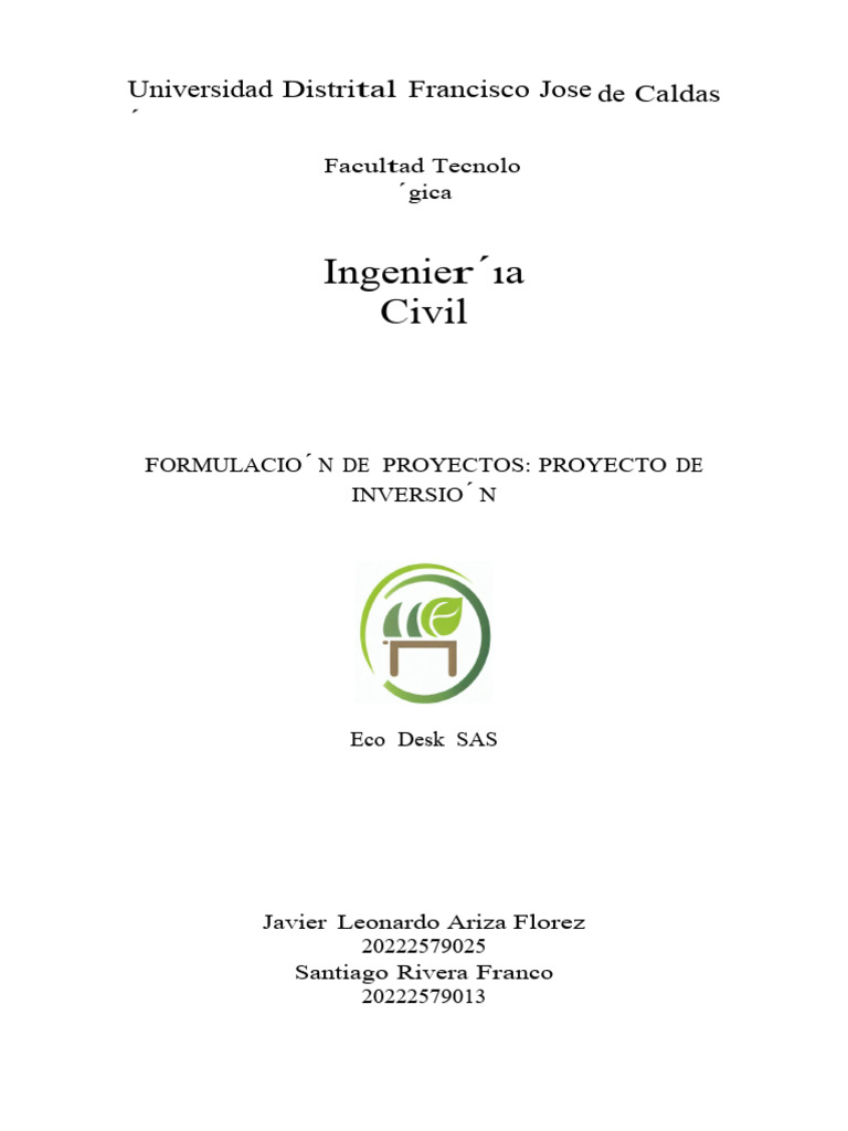 Segundo Documento Formulacion Proyecto de Inversion | PDF | Marketing | Sustentabilidad