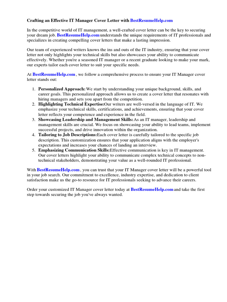 It Manager Cover Letter | PDF | Résumé | Http Cookie