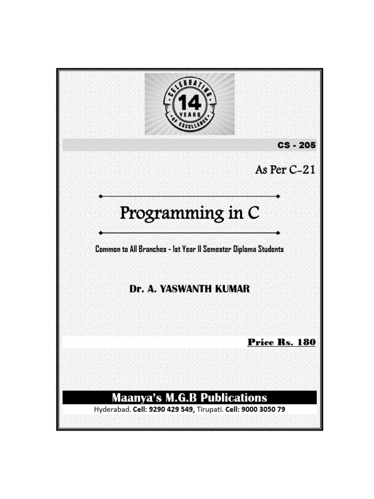 Ts Programming In C Final 23 01 2022 With Preface Pdf Programming Computer Program 