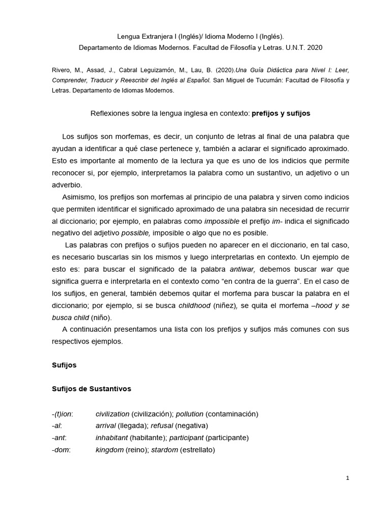 3 Contenidos de Lengua Prefijos y Sufijos | PDF | Palabra | Diccionario