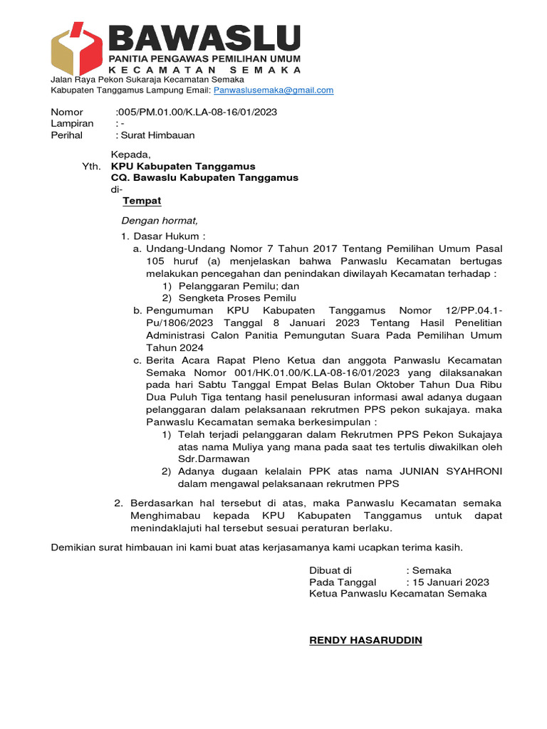 Surat Himbauan | PDF