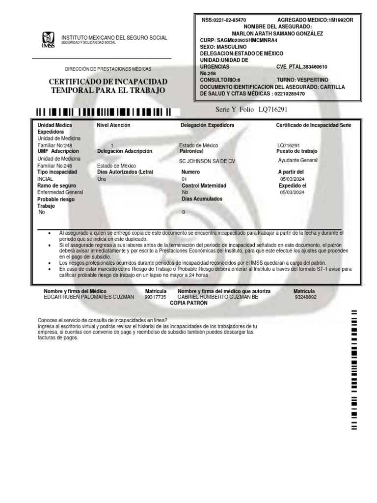 Marlon Arath Samano González-1 | PDF | Medicina | Cuidado de la salud