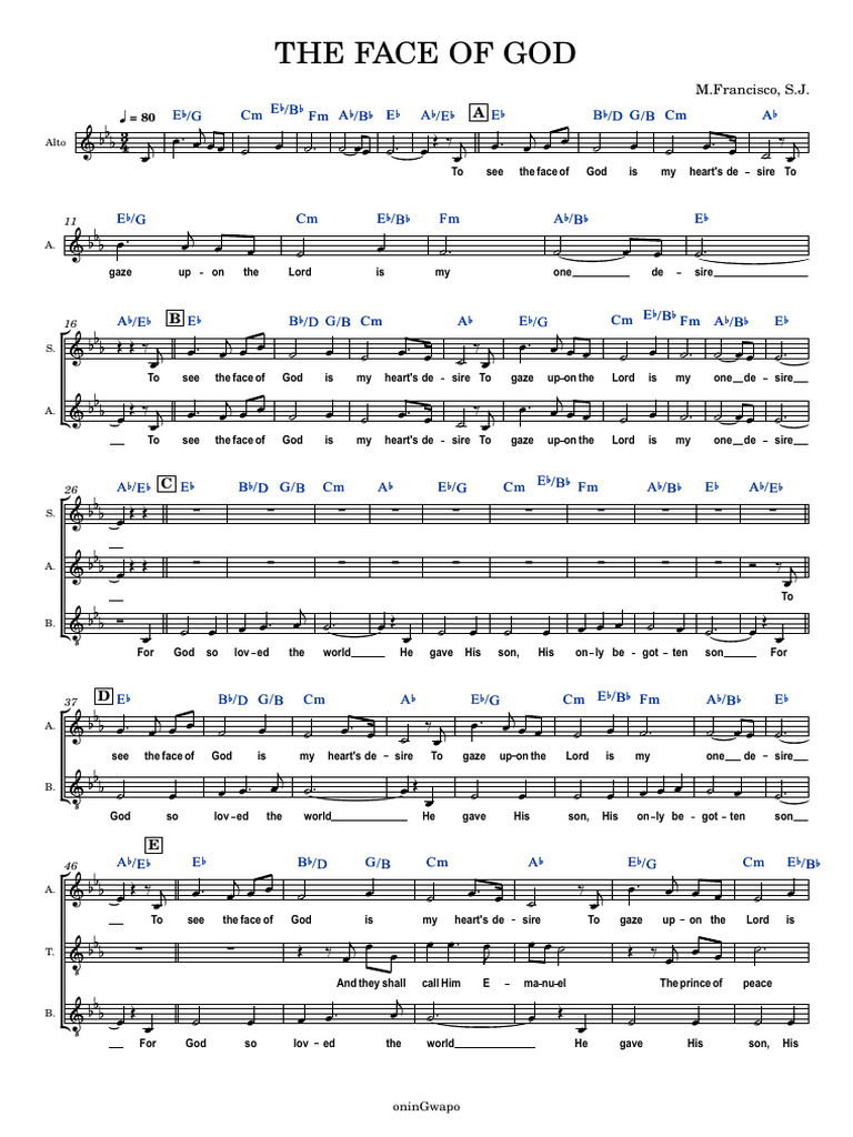 THE-FACE-OF-GOD-SATB | PDF | Elements Of Music | Pitch (Music)