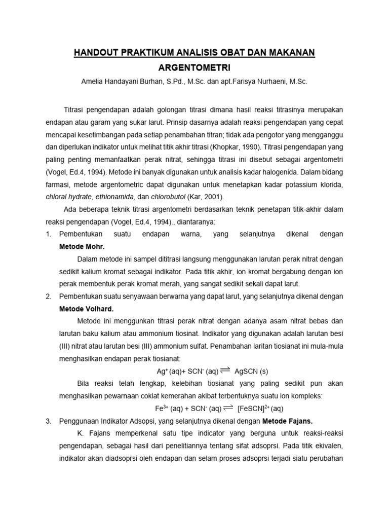 Handout Argentometri Aom 2024 | PDF