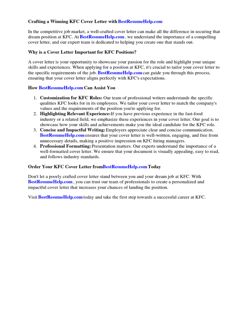KFC Cover Letter | PDF | Résumé | Http Cookie