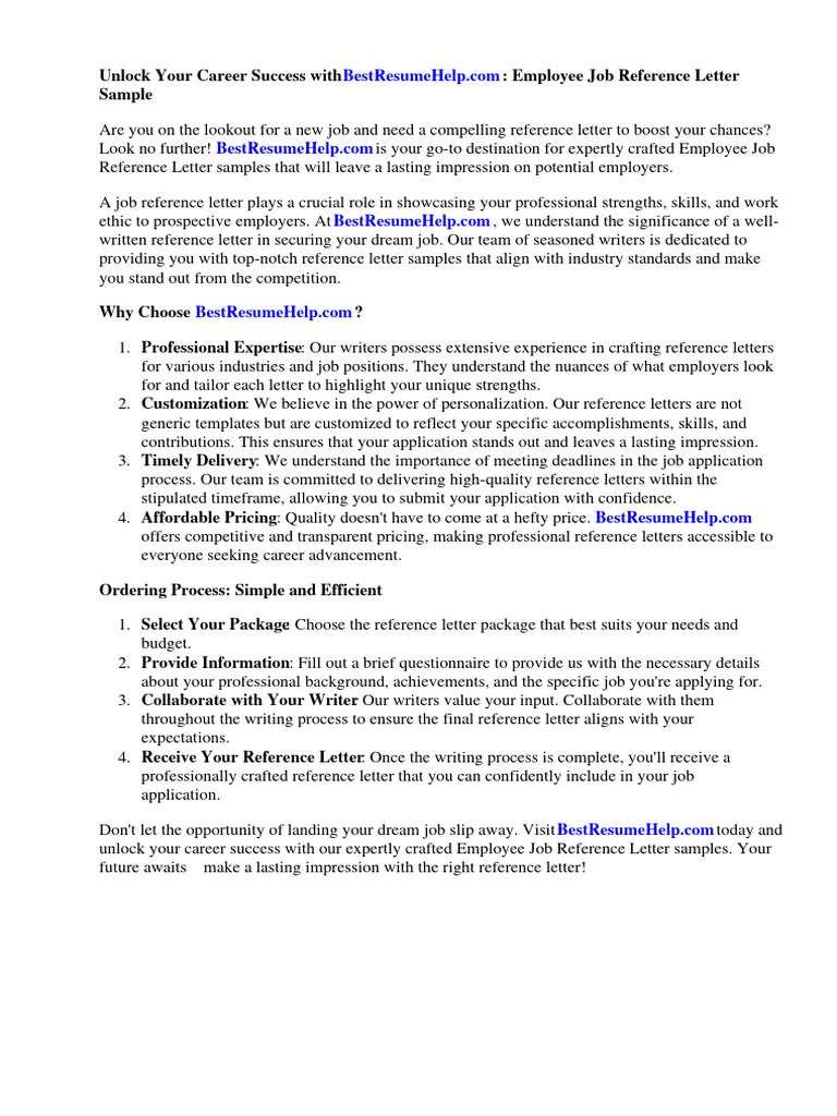 Employee Job Reference Letter Sample | PDF