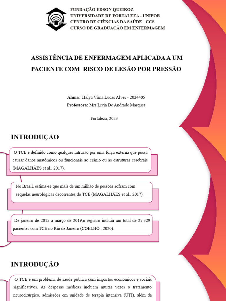 Slide Tcc2 | PDF | Enfermagem | Traumatismo craniano