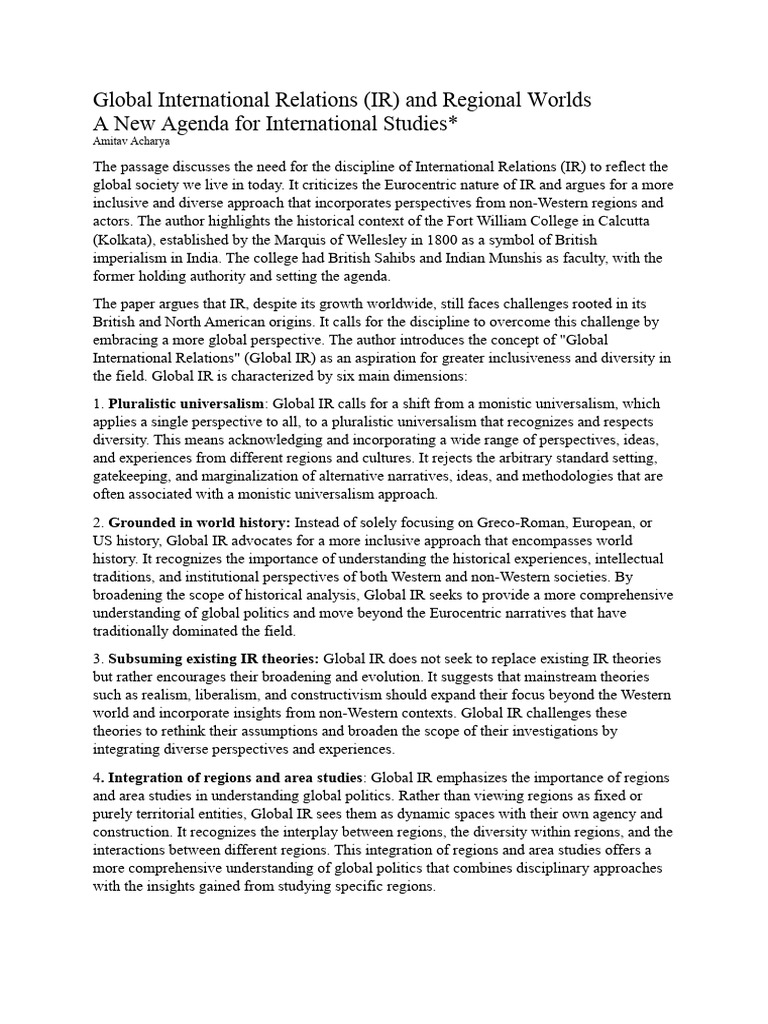 Global International Relations Summary | PDF | Power (Social And ...