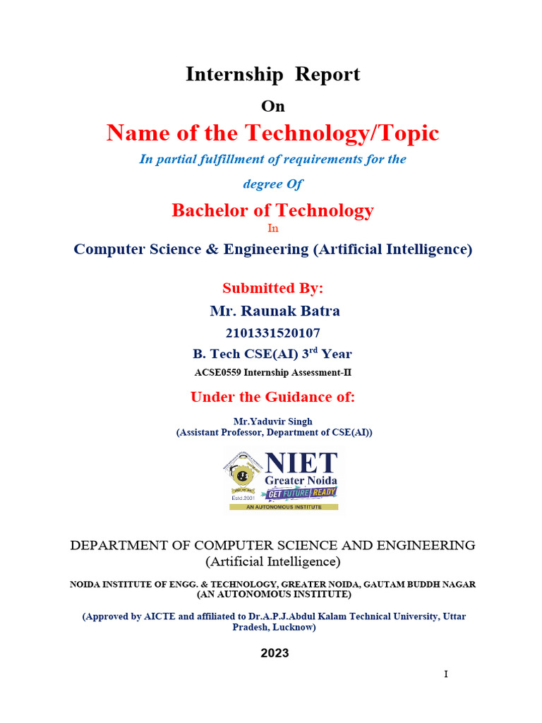 Report Internship Raunak - Batra - 2101331520107 | Download Free PDF | Responsive Web Design ...